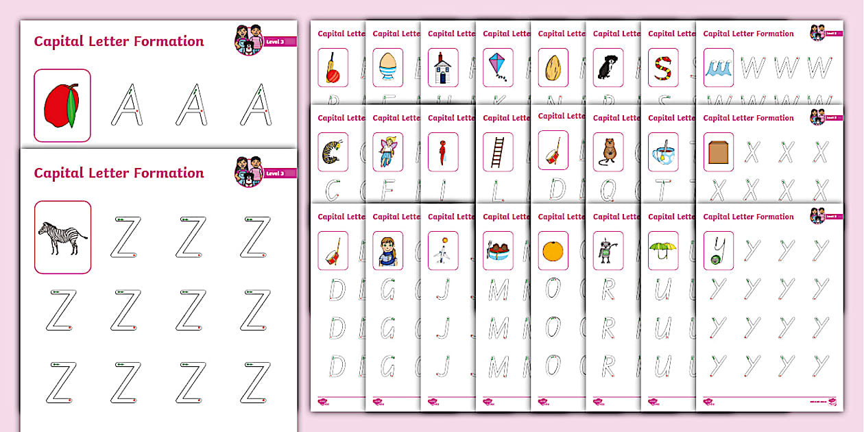 Phonics Level 3 Capital Letter Formation Activity Sheets