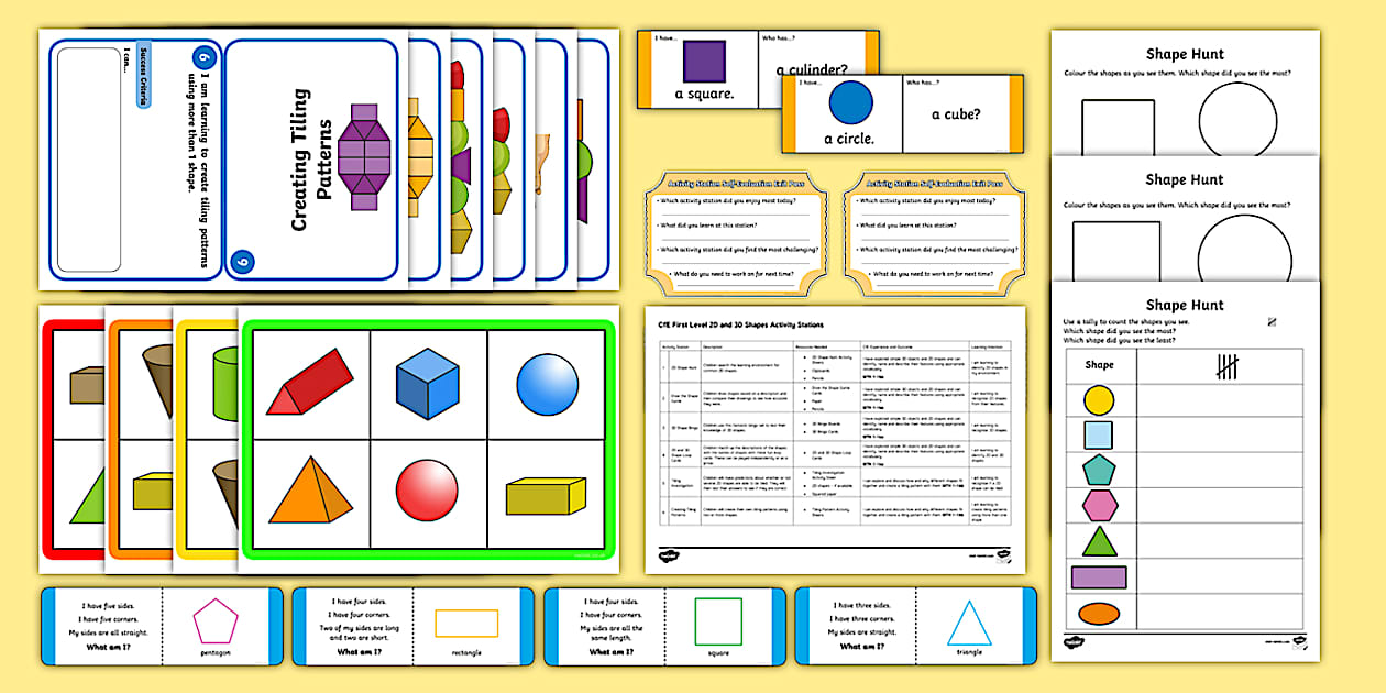 2D Shapes & 3D Shapes CfE First Level Activity Resource Pack