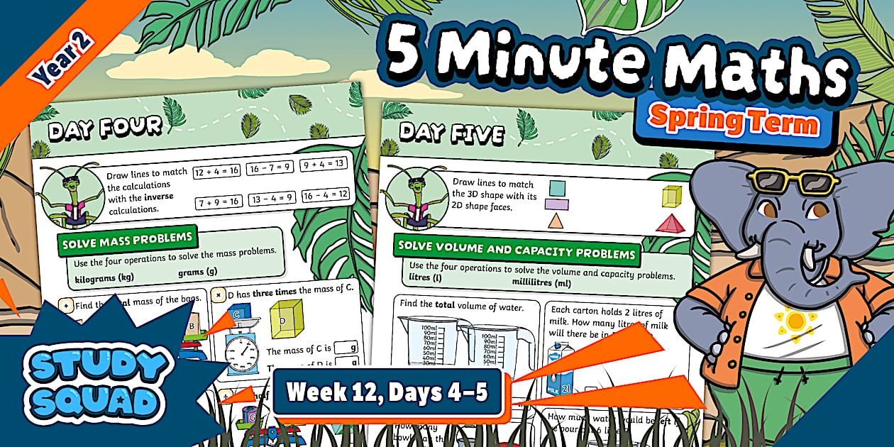 👉 Study Squad 5 Minute Maths Year 2 Spring - Week 12 Days 4-5