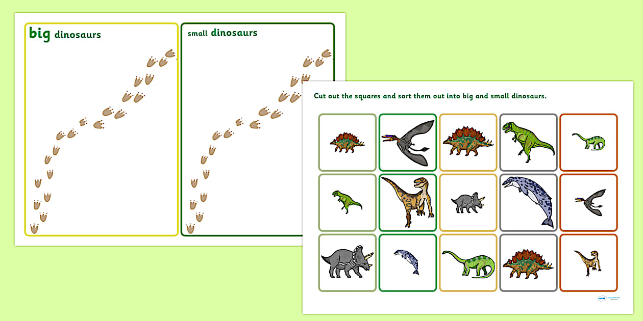 Realistic Dinosaurs Size Sorting Activity (teacher made)