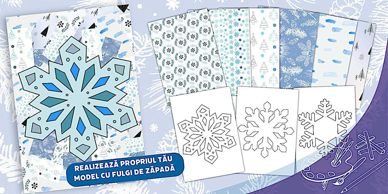 Fulgi de zăpadă Pachet cu activități de colaj - Twinkl