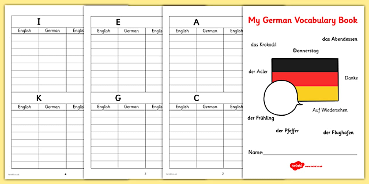 German Vocabulary Book - My German Vocabulary Book - Twinkl