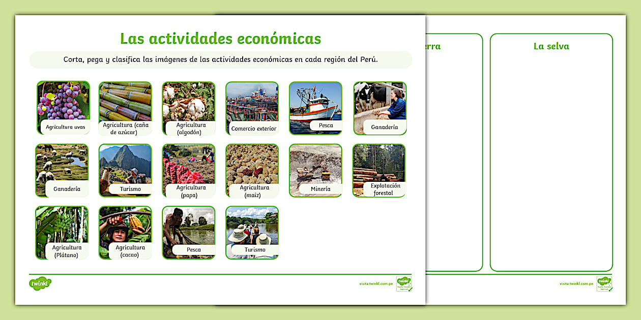 Clasifica las actividades económicas por región | Twinkl