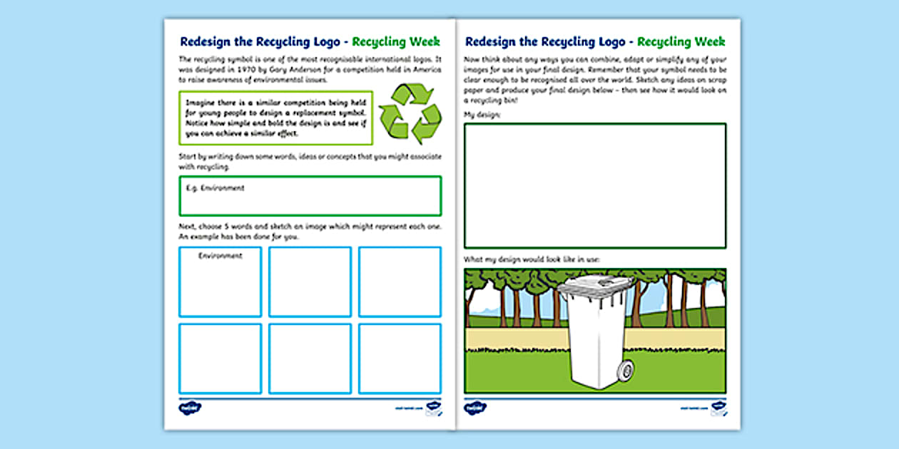 Redesign the Recycle Logo Worksheet / Worksheet - Twinkl