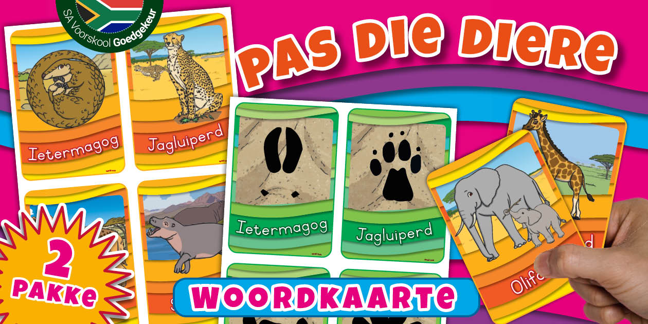 Voorskool - Afrika Diere - Paskaarte - Afrika Diere Speletjie