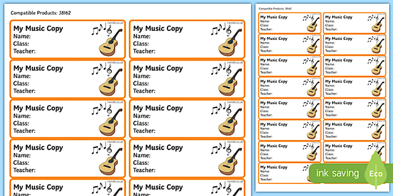 Pupil Music Copybook Labels-Irish (teacher made) - Twinkl