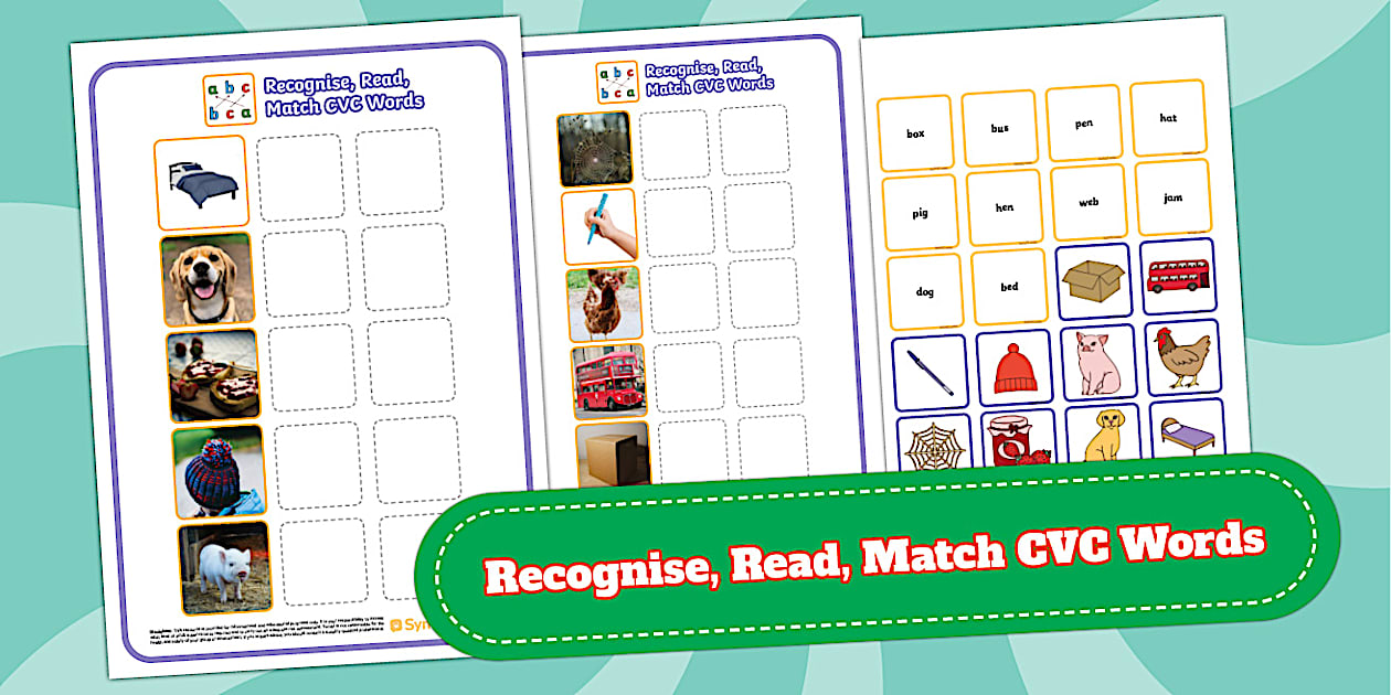 Twinkl Symbols: Recognise, Read, Match CVC Words