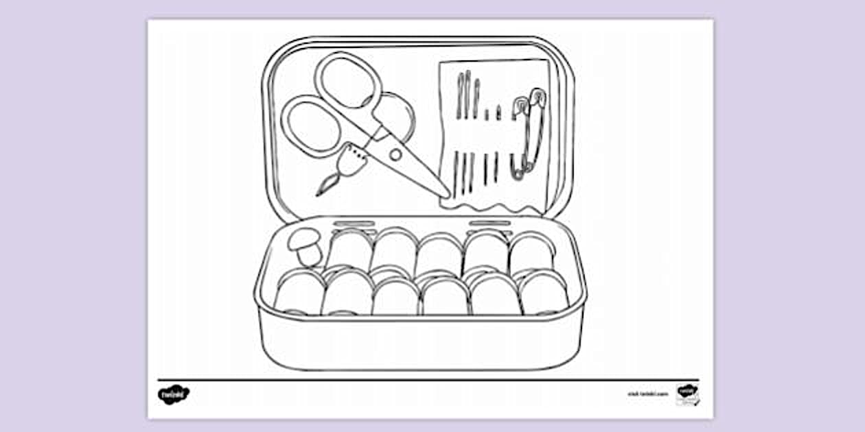 Sewing Kit Colouring Page | Colouring Sheets (teacher made)