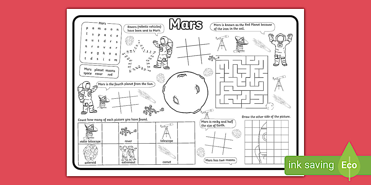 Mars Activity Mat (teacher made) - Twinkl
