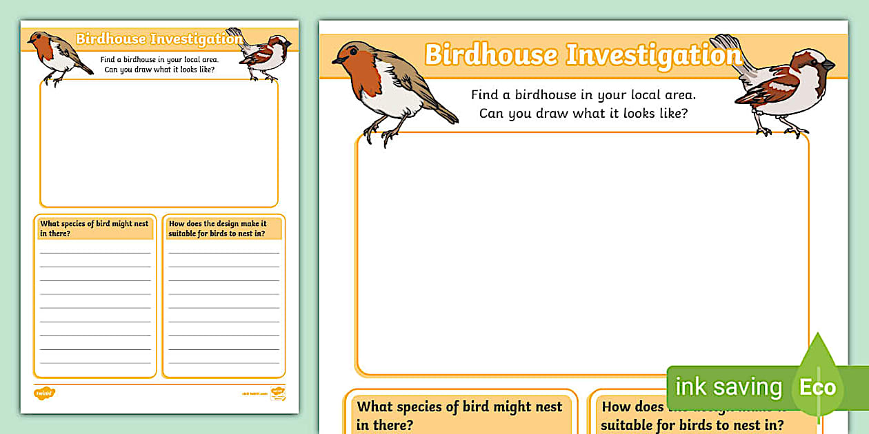 Birdhouse Investigation Sheet (teacher made) - Twinkl