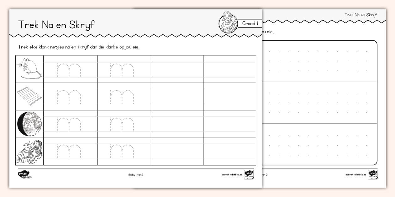 Graad 1 Klanke Handskrif en Lettervorming m (teacher made)