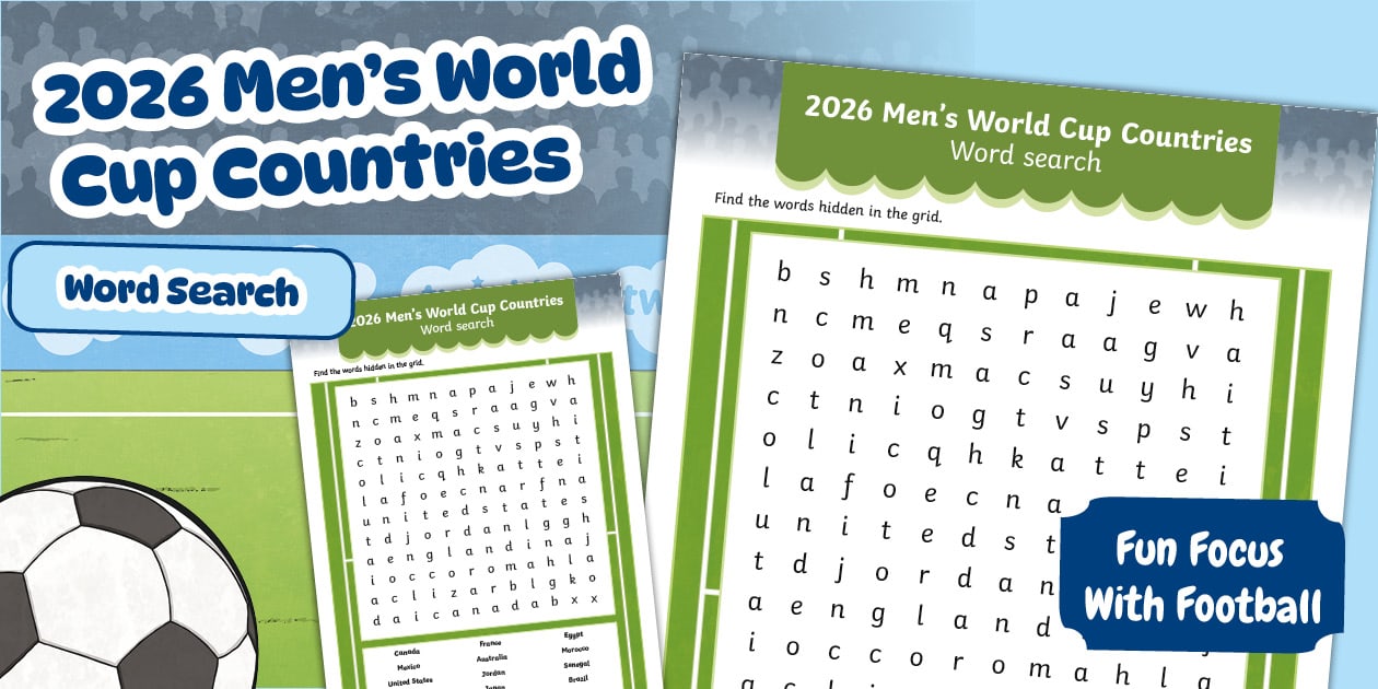 2026 Men's World Cup Countries Word Search