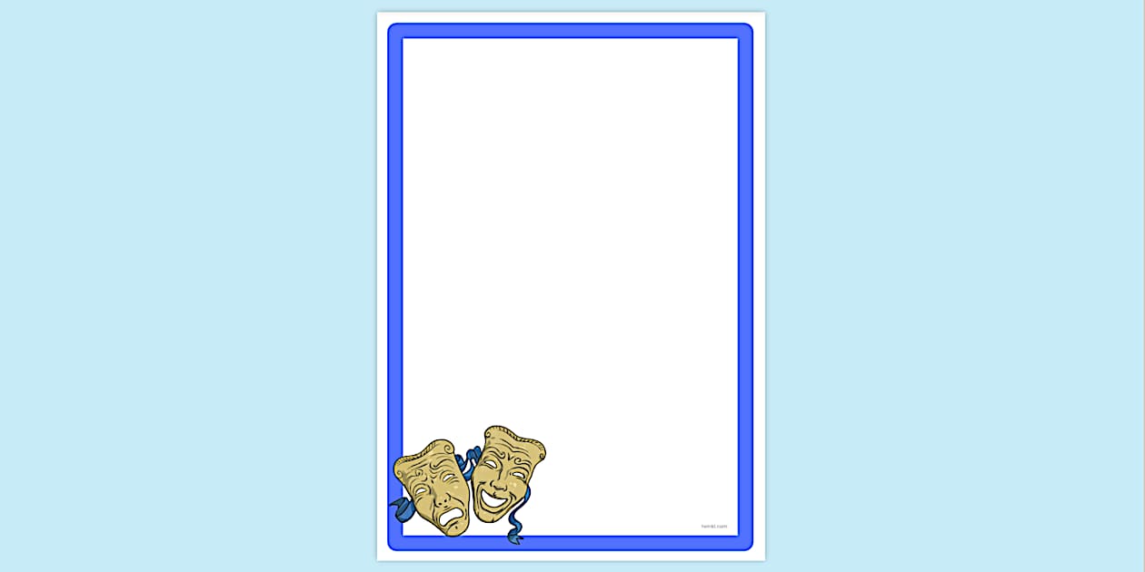 Simple Blank Theatrical Masks Page Border | Page Borders