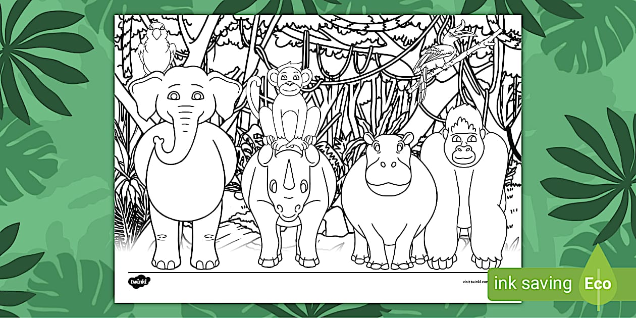 Jungle Doodle Colouring Page (teacher made) - Twinkl