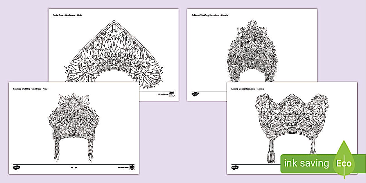 Indonesian Headdress Colouring Pages - Twinkl