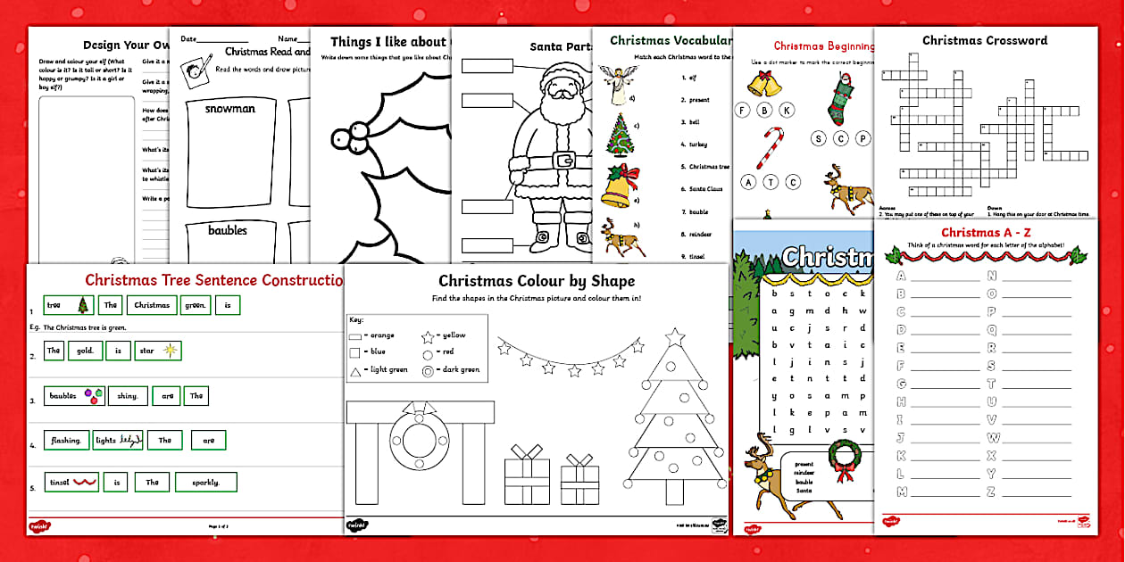 ESL English Christmas Worksheet Pack (teacher made) - Twinkl
