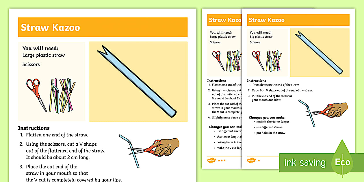 Kazoo Craft Instructions | Straw Instrument Experiment