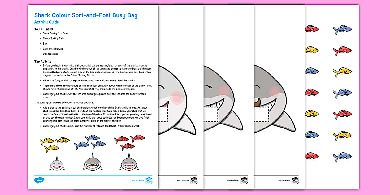 Shark Colour Sort-and-Post Busy Bag Resource Pack for Parents