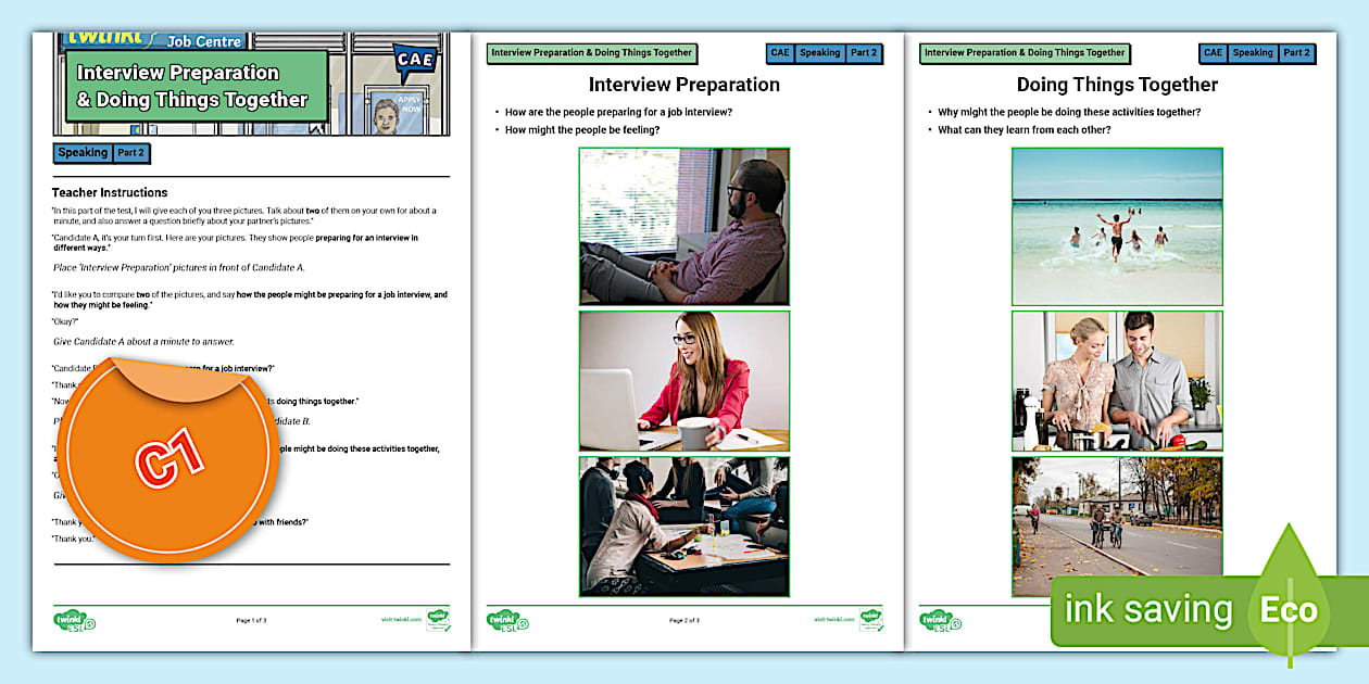 C1 Advanced (CAE) - Speaking Part 2 - Practice Sheet (Interview ...
