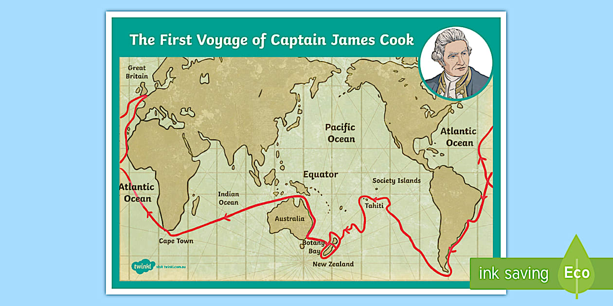 SA Captain James Cook Explorer Map (l'enseignant a fait)
