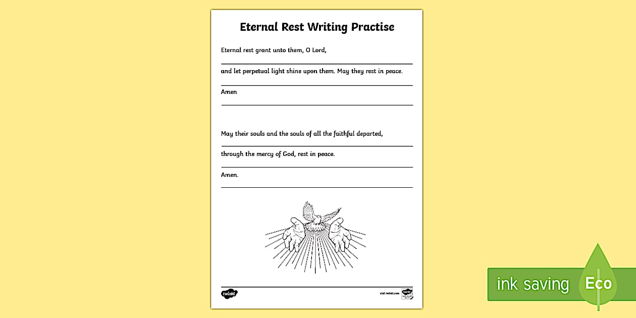 Eternal Rest Writing Practise Worksheet / Worksheet-Scottish