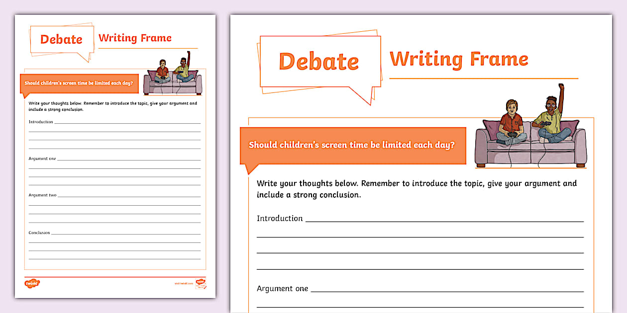 Screen Time Debate Writing Frame (teacher made) - Twinkl
