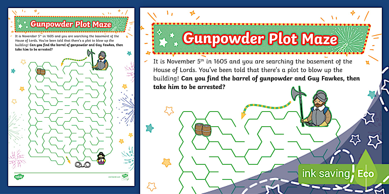 Gunpowder Plot Maze (Ages 5 - 7) (Teacher-Made) - Twinkl