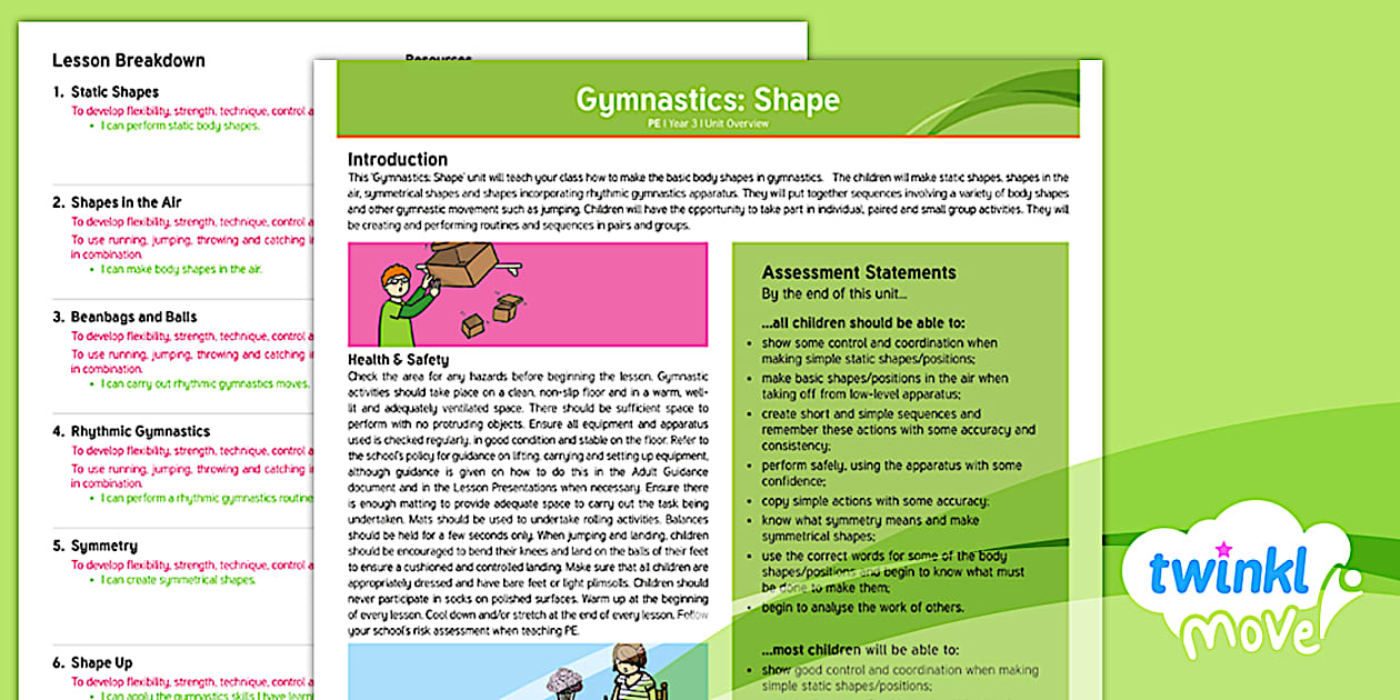 FREE! - Shape Unit Overview - Year 3 PE Gymnastics Lesson