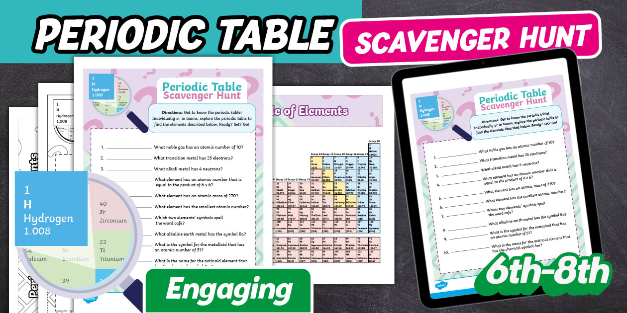 Periodic Table Scavenger Hunt for 6th-8th Grade | Twinkl USA
