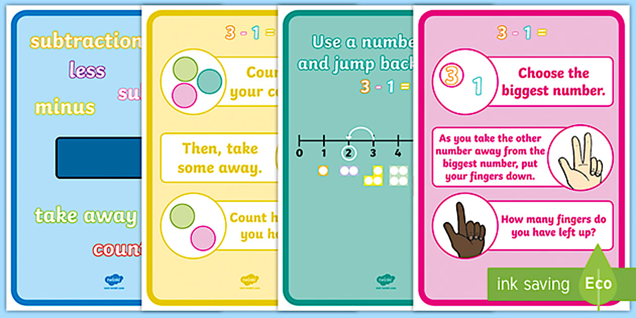 👉 EYFS Subtraction Maths Strategy Posters - Twinkl
