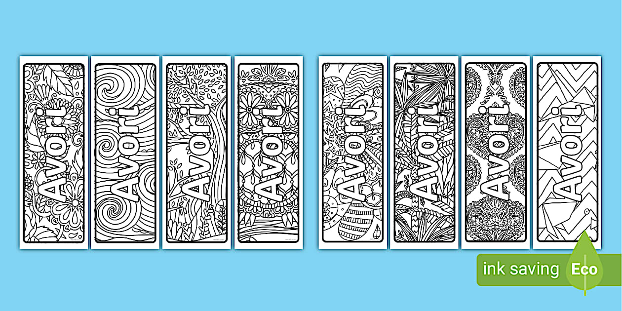 Avori Mindfulness Name Colouring Bookmarks
