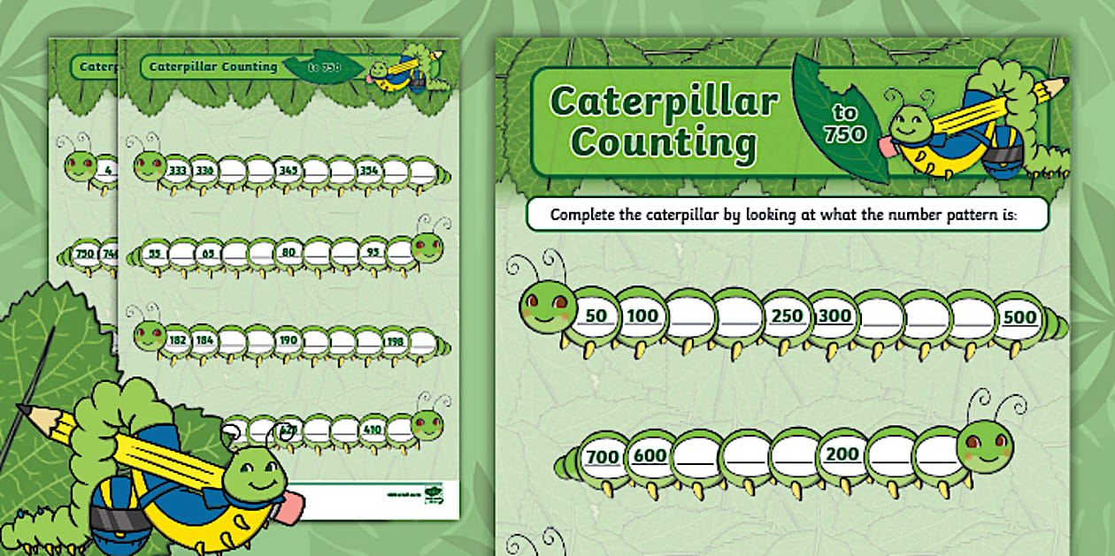 Grade 3 Number Patterns: Caterpillar Counting up to 750