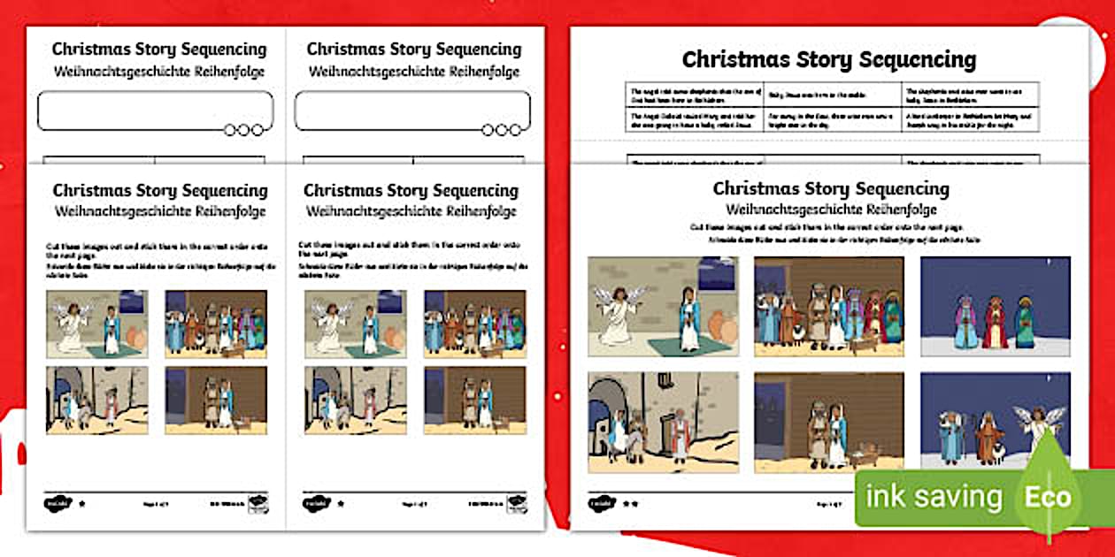 Christmas Story Sequencing Worksheet / Worksheets English/German