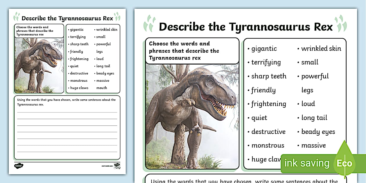 Describe the Dinosaur Writing Activity, Dinosaur Writing