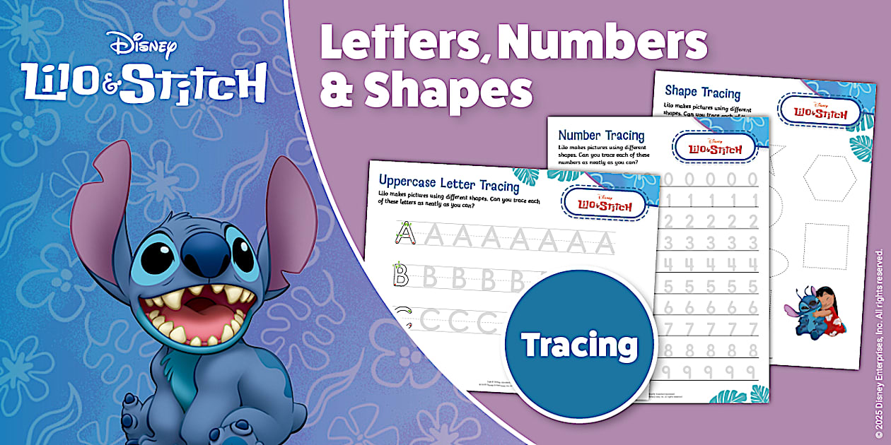 Lilo & Stitch Letters, Numbers, and Shapes Tracing
