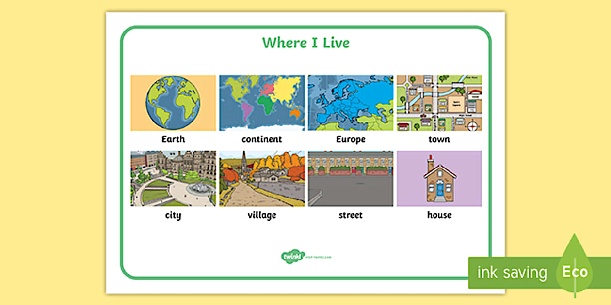 Cursive Where I Live Word Mat (teacher made) - Twinkl