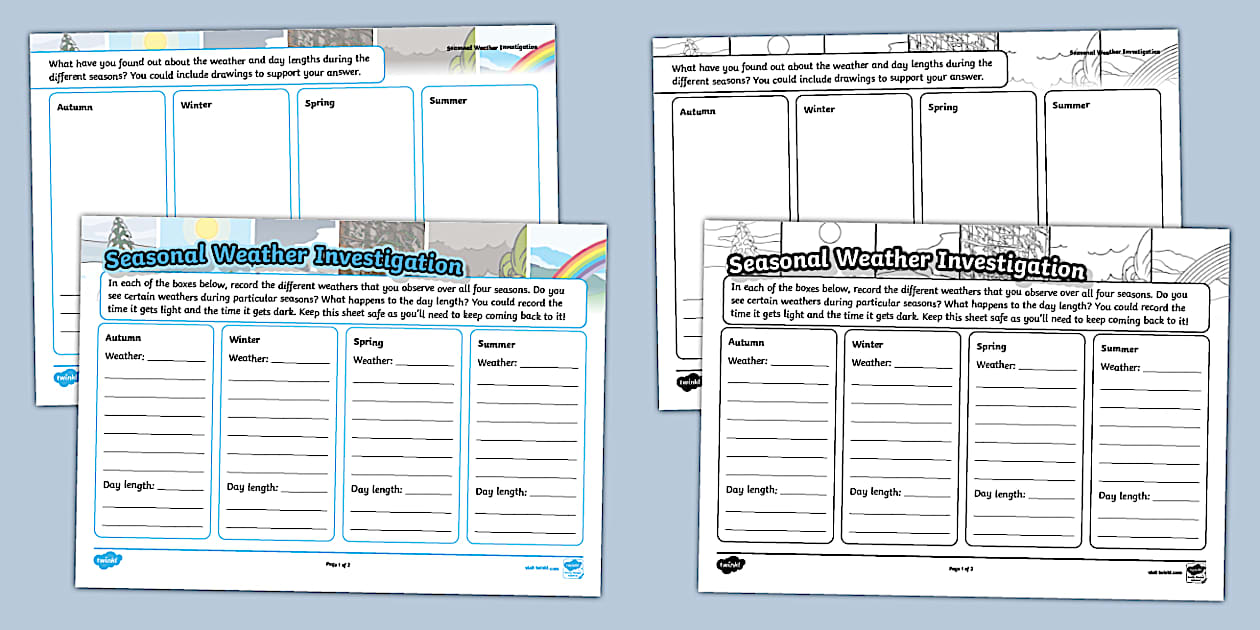 Seasonal Weather Investigation Worksheet - Twinkl