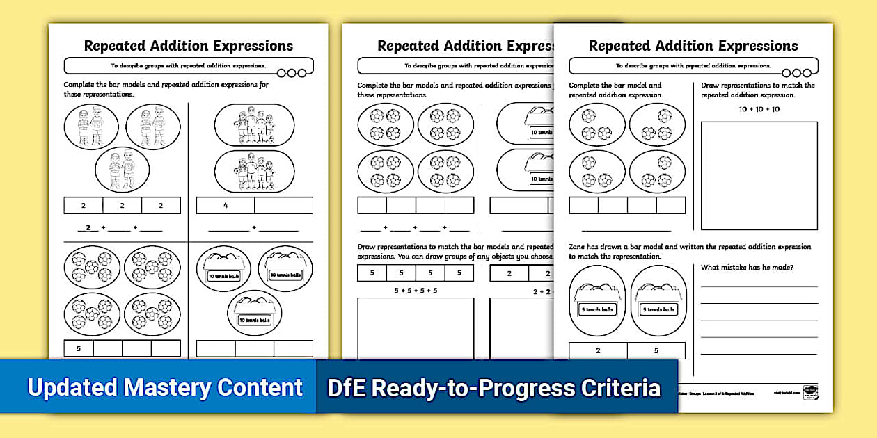 👉 PlanIt Maths Repeated Addition Expressions Activity Sheets