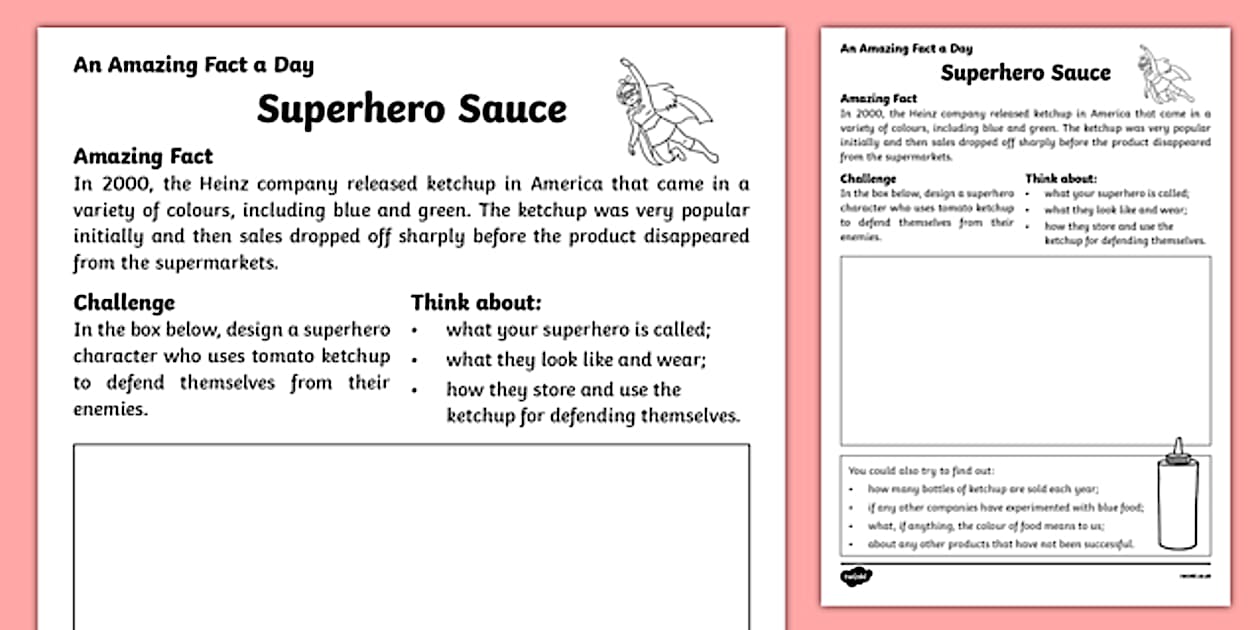 Editable Superhero Sauce Worksheet (teacher made) - Twinkl