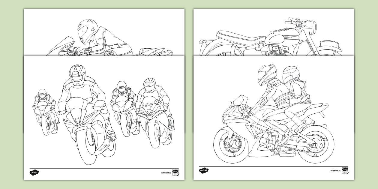 Coloriages : Les motos - Twinkl Canada (teacher made)