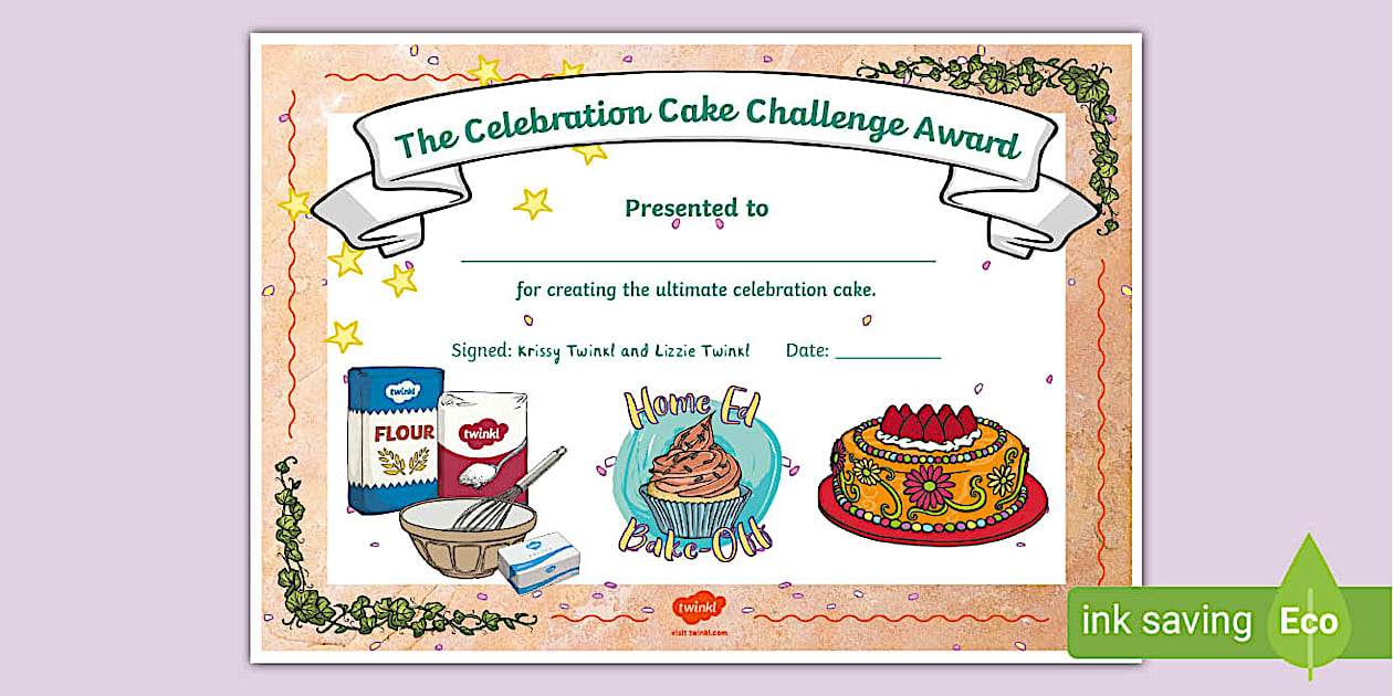 Bake-Off Challenge Celebration Cake Week Certificate