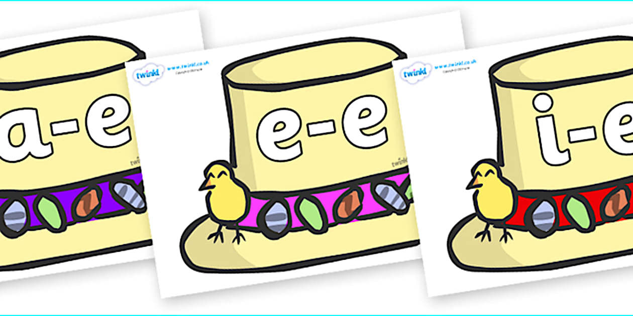 Cursive Modifying E Letters on Summer Hats (teacher made)