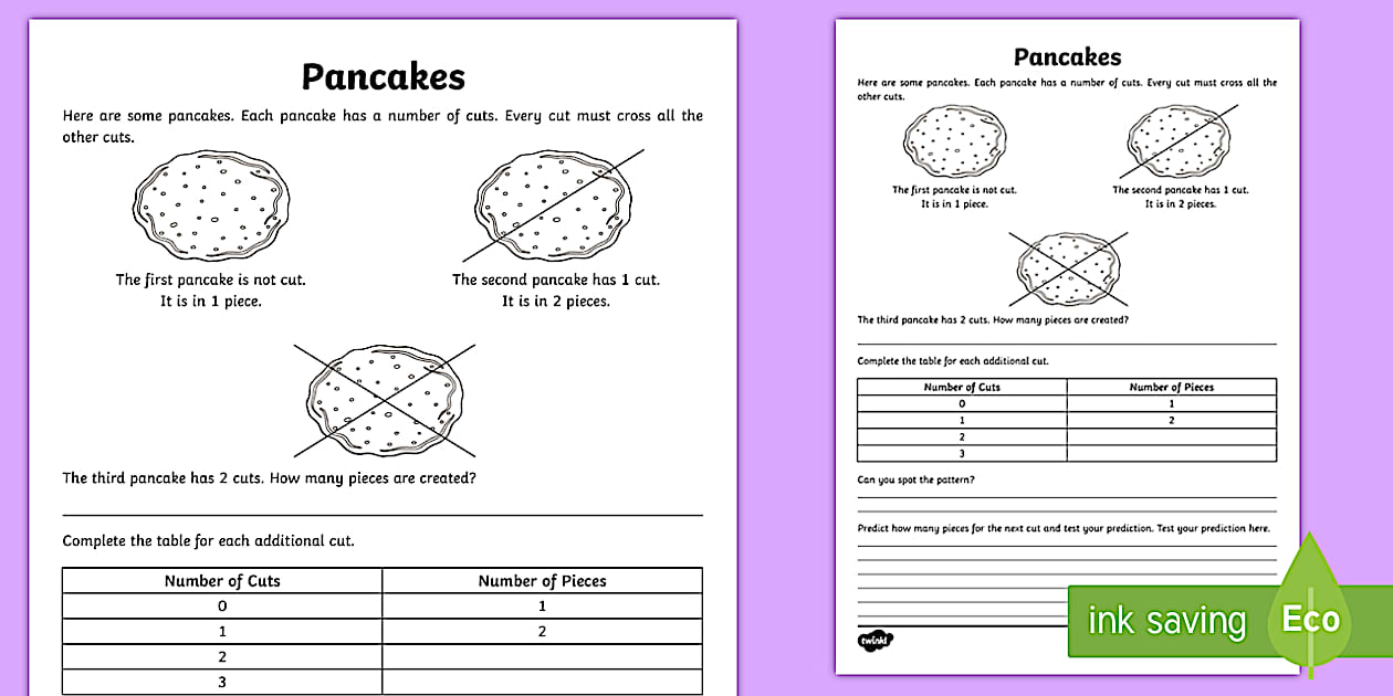 Editable Pancakes Maths Investigation Worksheet - Twinkl