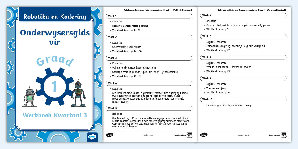 Robotika en Kodering Graad 1. Kwartaal 3. Onderwysersgids