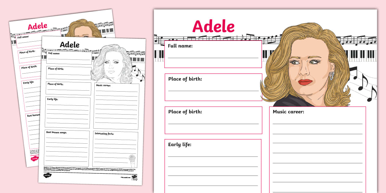 Adele Fact File Template (Hecho por educadores) - Twinkl