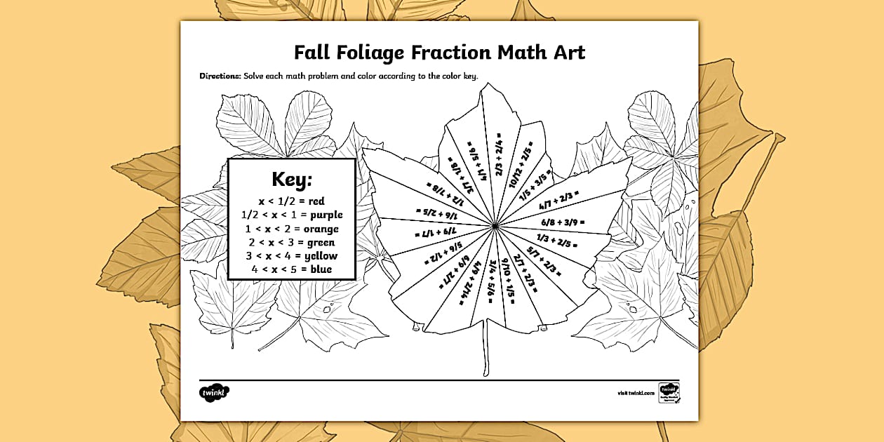 Sixth Grade Fall Foliage Fraction Math Art (Teacher-Made)