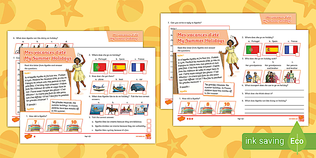 👉 Summer vacation in French | Summer Holiday Reading | Twinkl