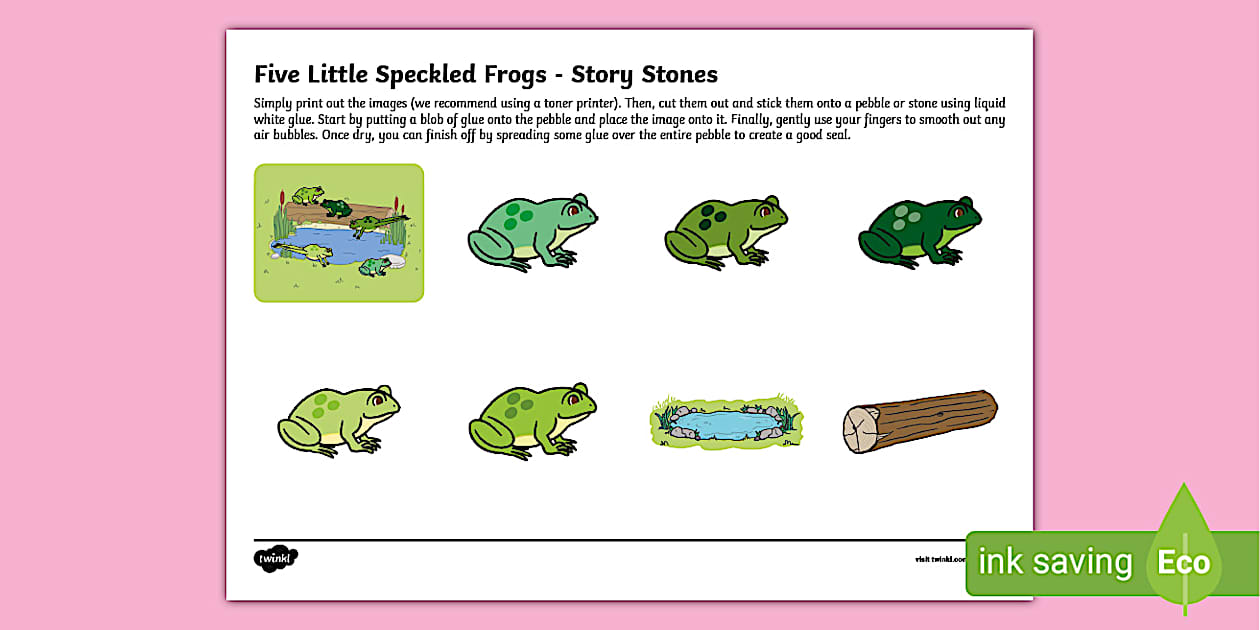 👉 Five Little Speckled Frogs Story Stones Image Cut-Outs