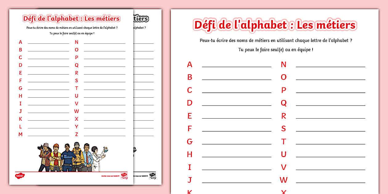 Défi de l'alphabet : Les métiers (teacher made) - Twinkl