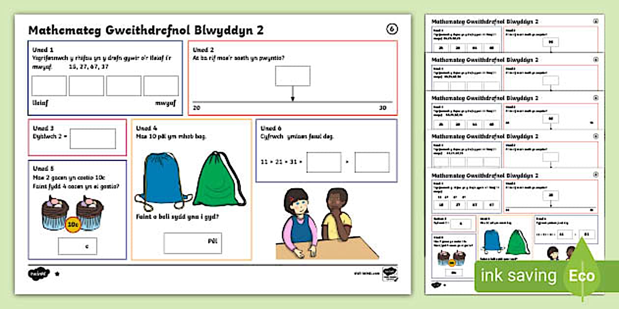 Blwyddyn 2 Mat 6 Matiau Gweithgaredd Mathemateg - Twinkl